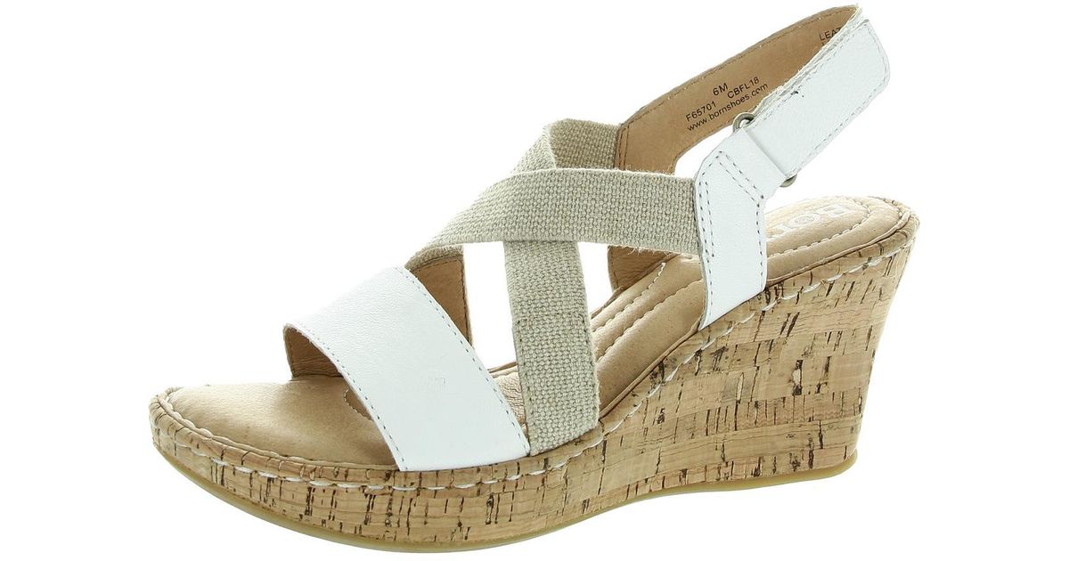 Born Cork Leather Wedge Sandals in Metallic | Lyst