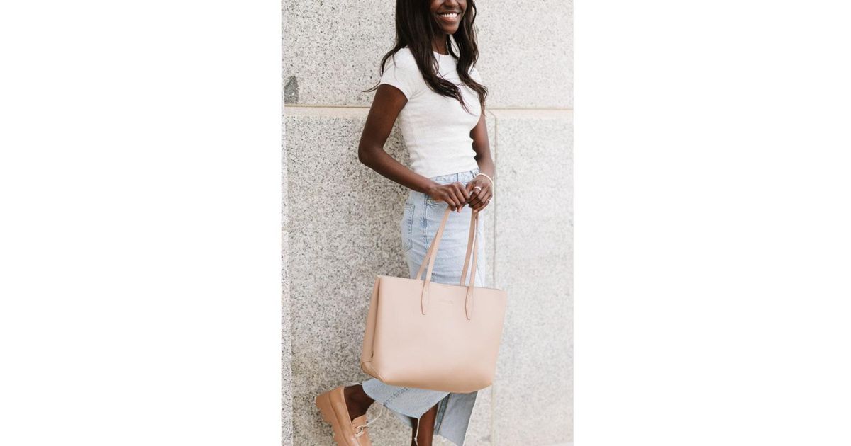 Fashnzfab Charlotte Tote Carry All On Purse Laptop Case in Natural | Lyst