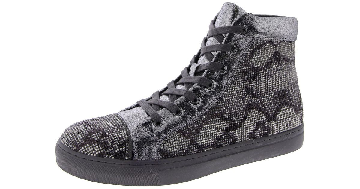 Steve Madden Uproar Lace-Up Rhinestone High-Top Sneakers in Black | Lyst