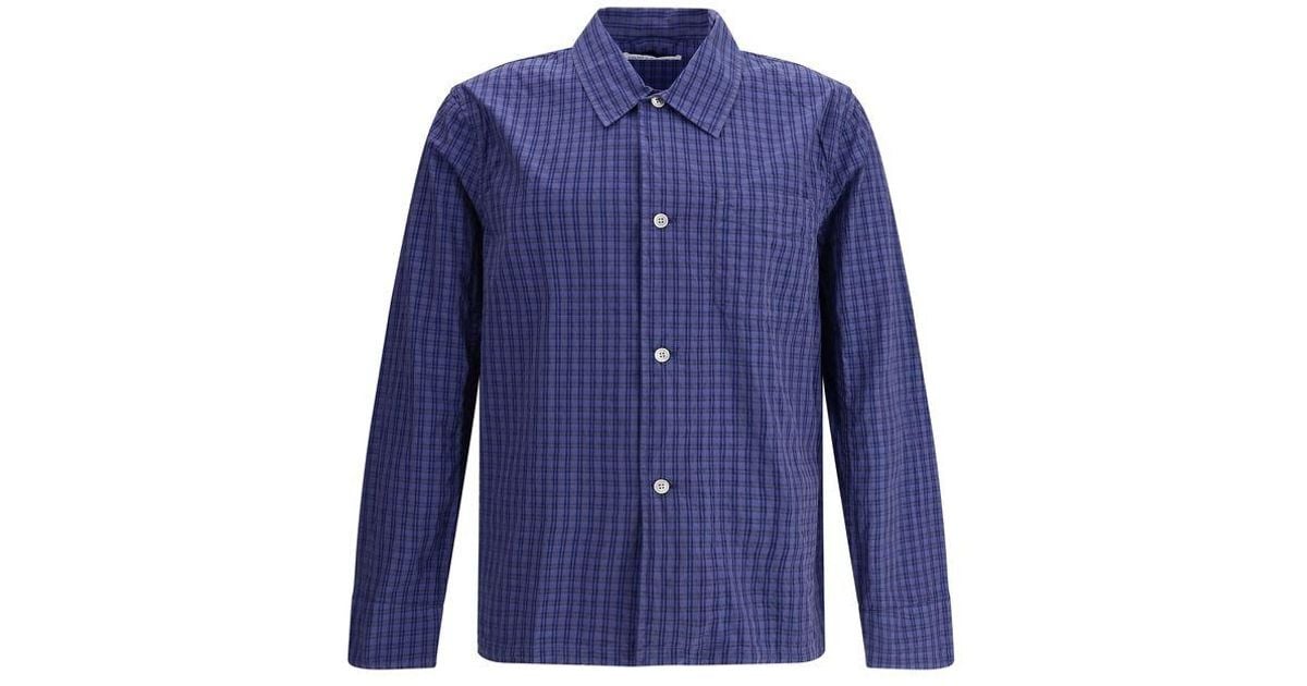 Our Legacy Box Check Shirt in Blue for Men | Lyst