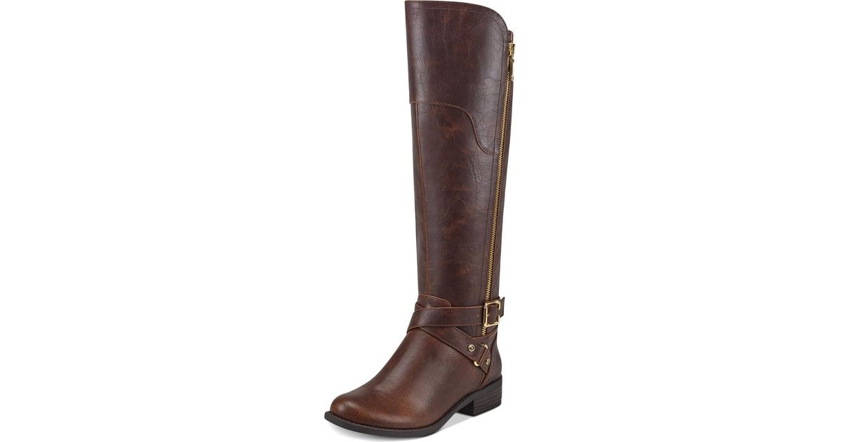 Guess Haydin Faux Leather Tall Riding Boots in Brown | Lyst