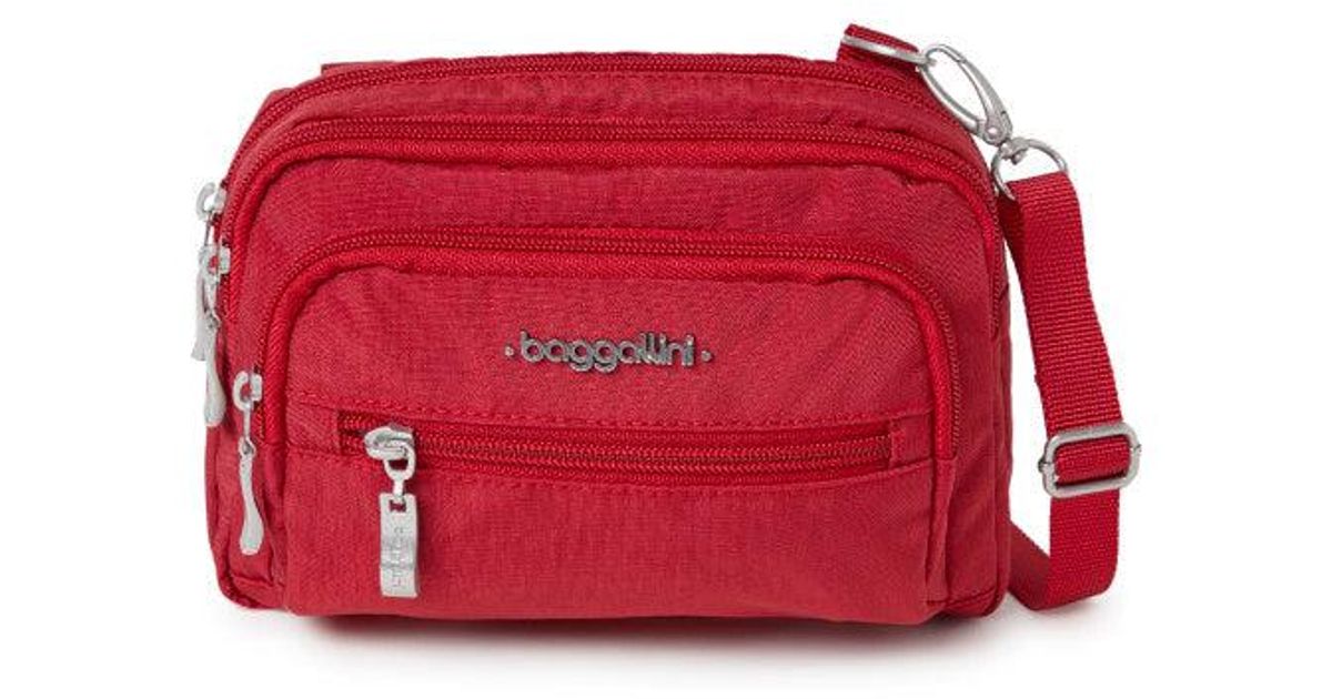 Baggallini Triple Zip Bagg Small Crossbody Bag in Red | Lyst