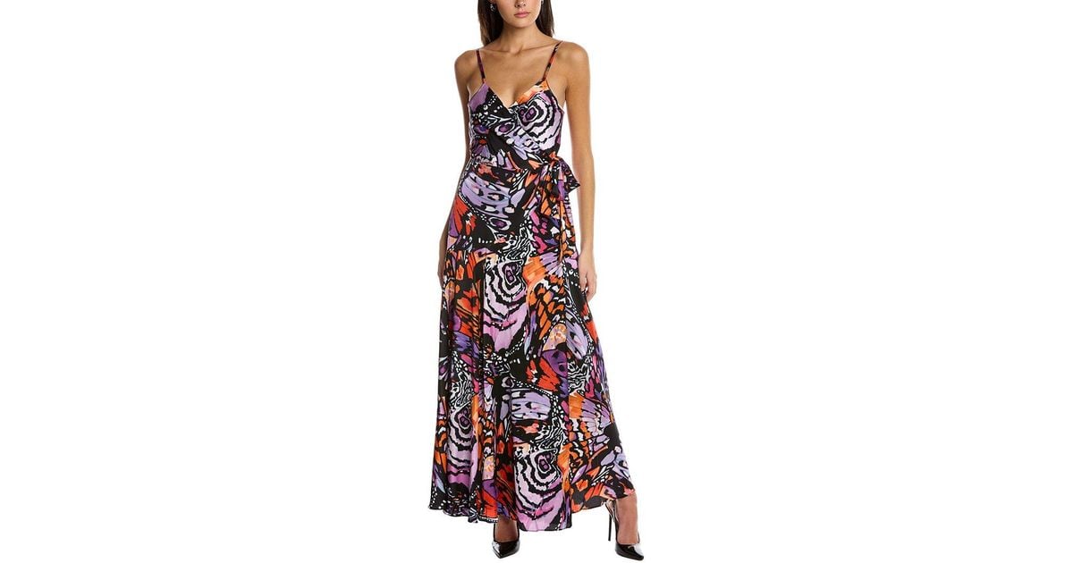 Hutch Satin Alden Maxi Wrap Dress In Purple Red Save 1 Lyst