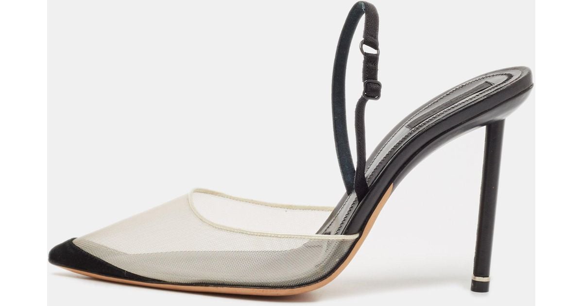 Alexander Wang Mesh And Suede Alix Slingback Pumps in Black | Lyst