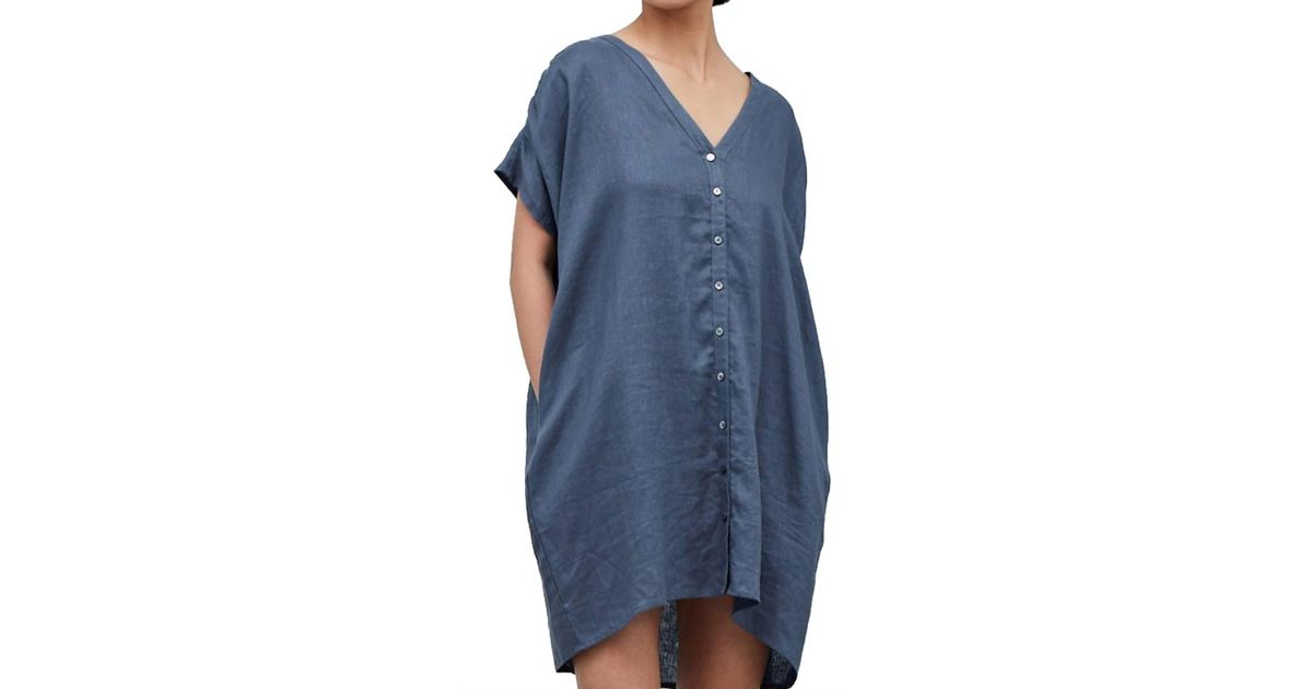 GRADE & GATHER Boxy Mini Dress in Blue | Lyst
