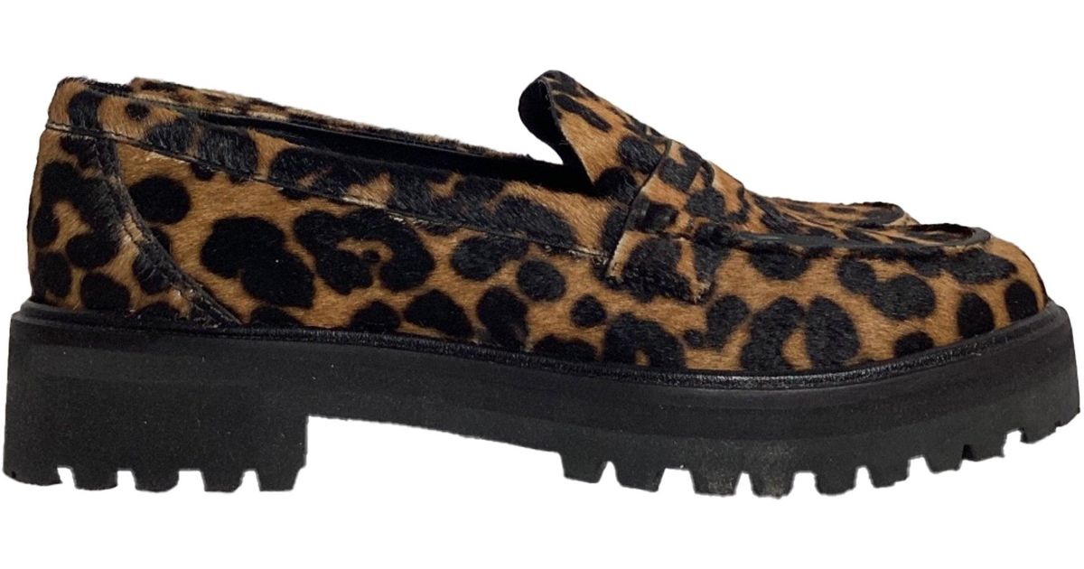 Reformation Agathea Leopard-Print Loafers in Black | Lyst