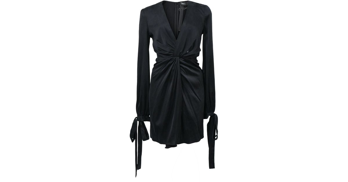 Amiri V-Neck Mini Dress in Black | Lyst