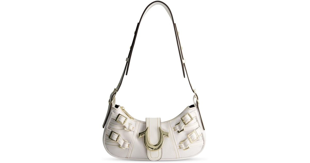 TRUE RELIGION Multi Strap Denim Shoulder Bag in Natural | Lyst
