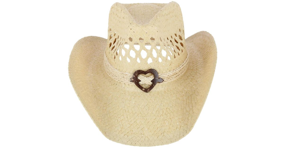 CTM Western Straw Cowboy Hat With Heart Concho in Metallic | Lyst