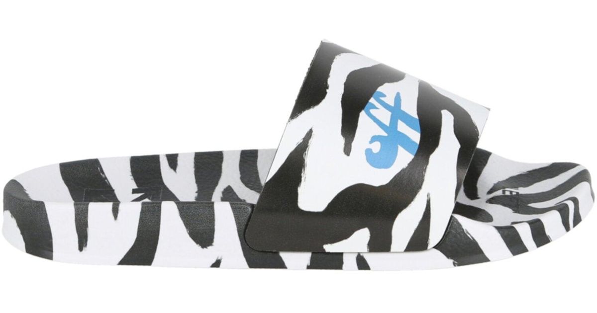 Off-White c/o Virgil Abloh Zebra Print Pool Slides in White | Lyst