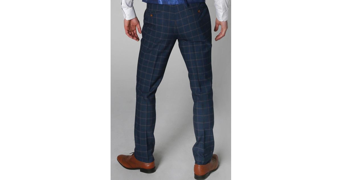 Paul Andrew Hamleys Check Classic Trousers in Blue for Men | Lyst