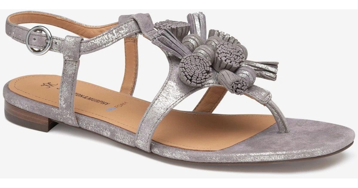 Johnston & Murphy Lilly Tassel Thong Metallic Slippers Zogg1775 in Gray ...