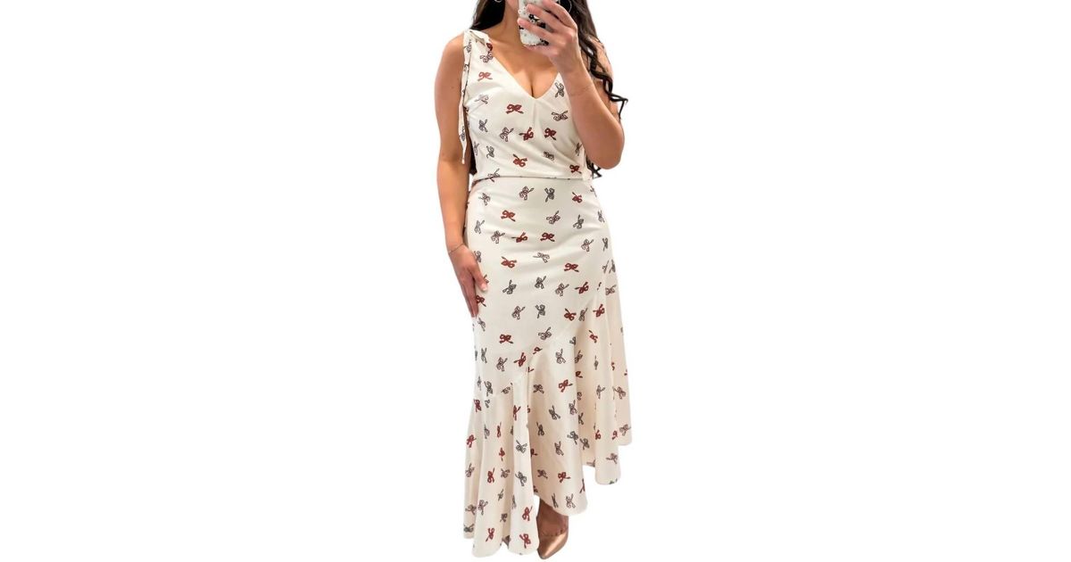 JACQUIE THE LABEL Satin Bow Dress in Metallic | Lyst