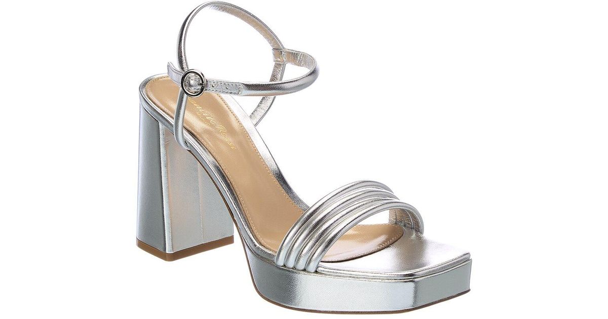 Gianvito Rossi Lena 70 Leather Platform Sandal In Silver Metallic Lyst
