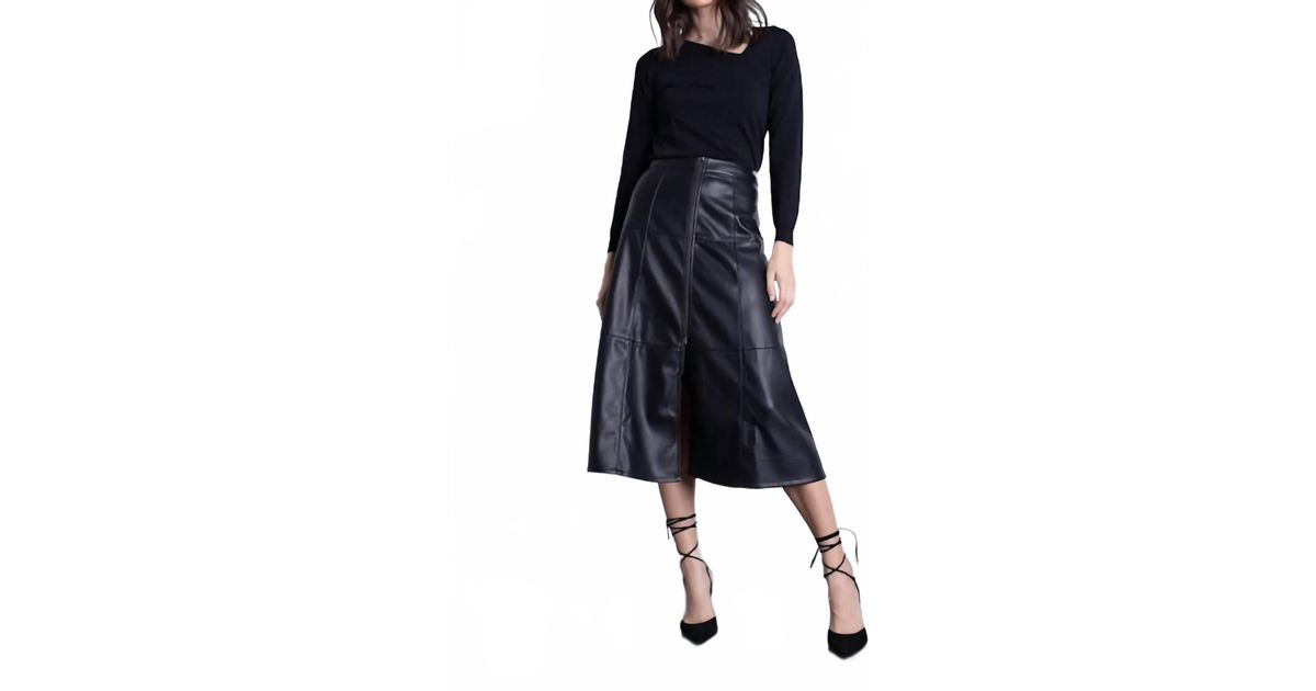Karina Grimaldi Victoria Vegan Leather Midi Skirt in Blue | Lyst