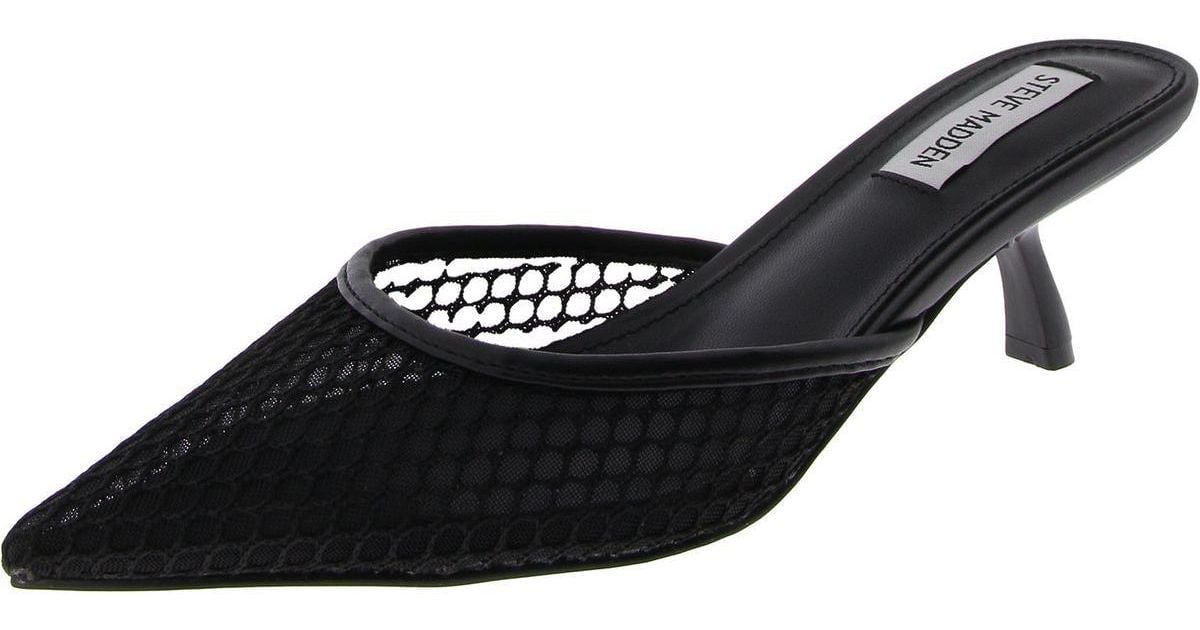 Steve Madden Micki Mesh Mule Kitten Heels in Black | Lyst