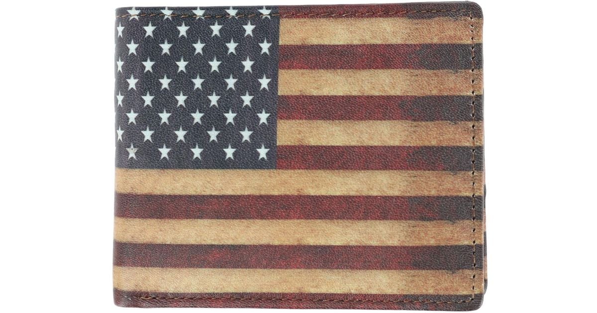 CTM Leather Rfid Vintage American Flag Bifold Passcase Wallet in Metallic for Men | Lyst