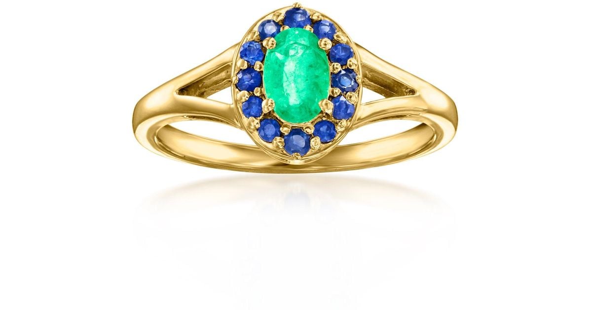 Ross-Simons Emerald And . Sapphire Ring in Blue | Lyst