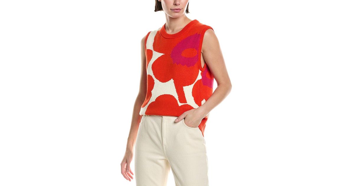 Marimekko Pioneeri Unikko Sweater Vest in Red | Lyst