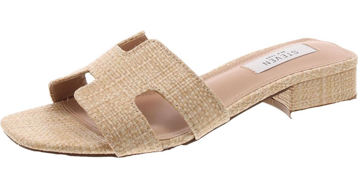 Steven New York Hutchy Woven Slip-On Slide Sandals in Natural | Lyst