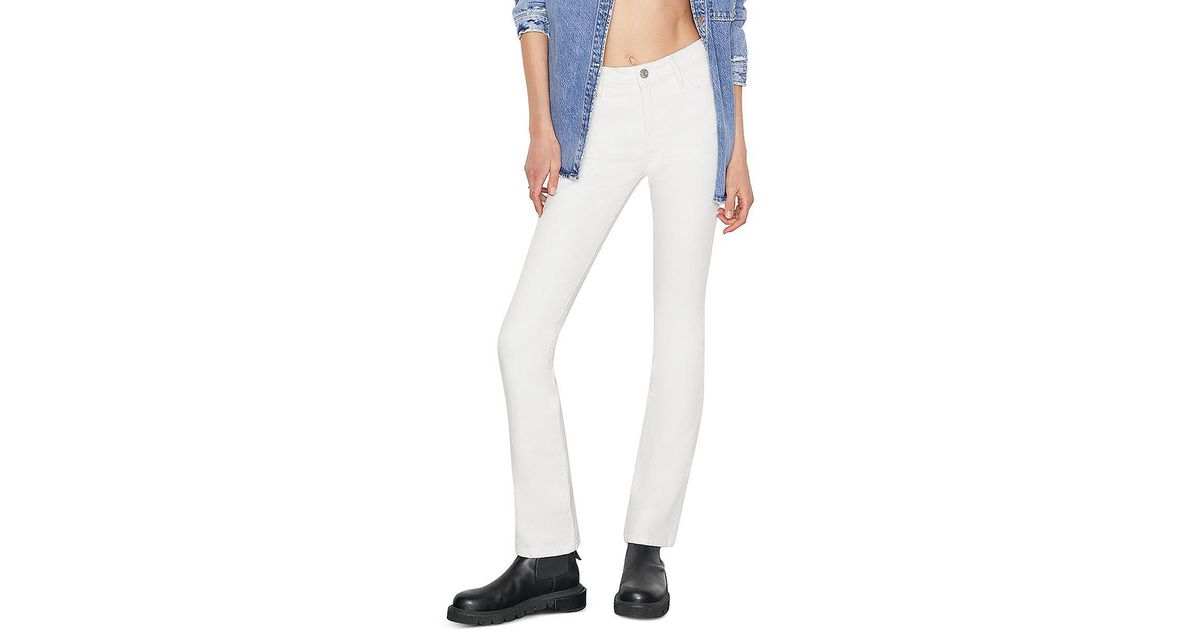 FRAME Le Denim Distressed Bootcut Jeans in Blue | Lyst