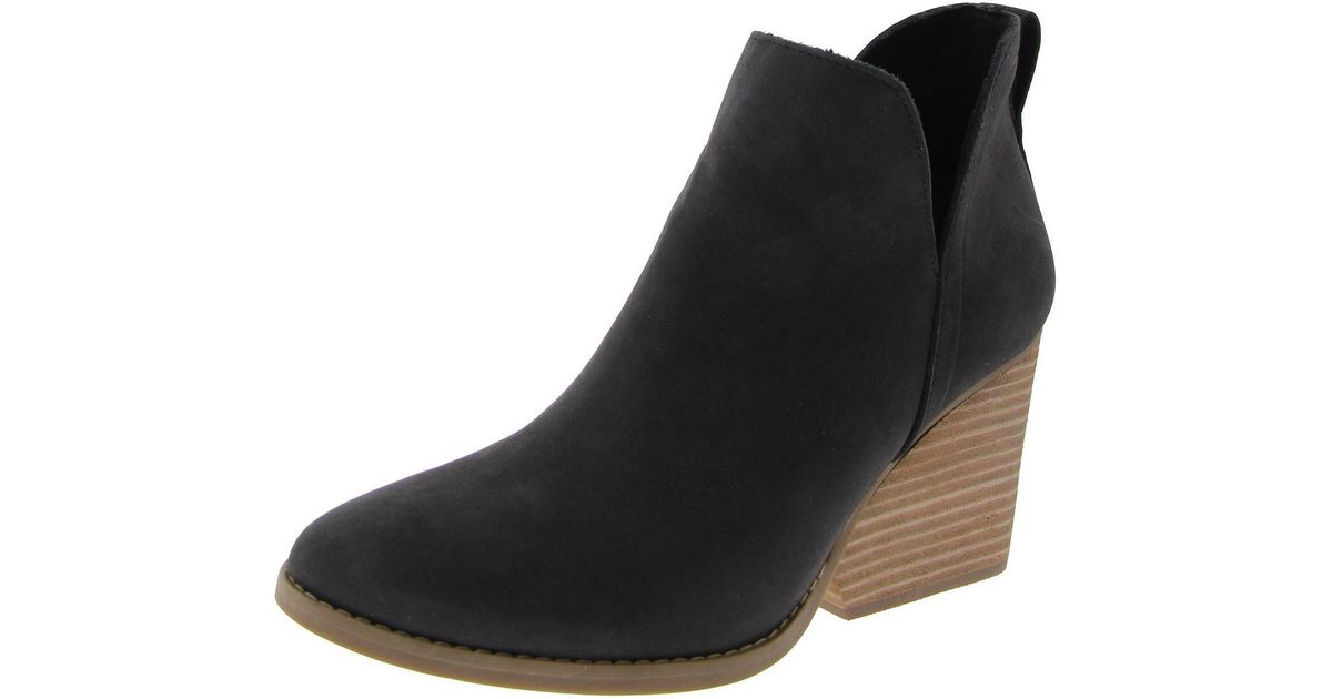 TOMS Eliza Leather Wedge Heel Shooties in Black | Lyst