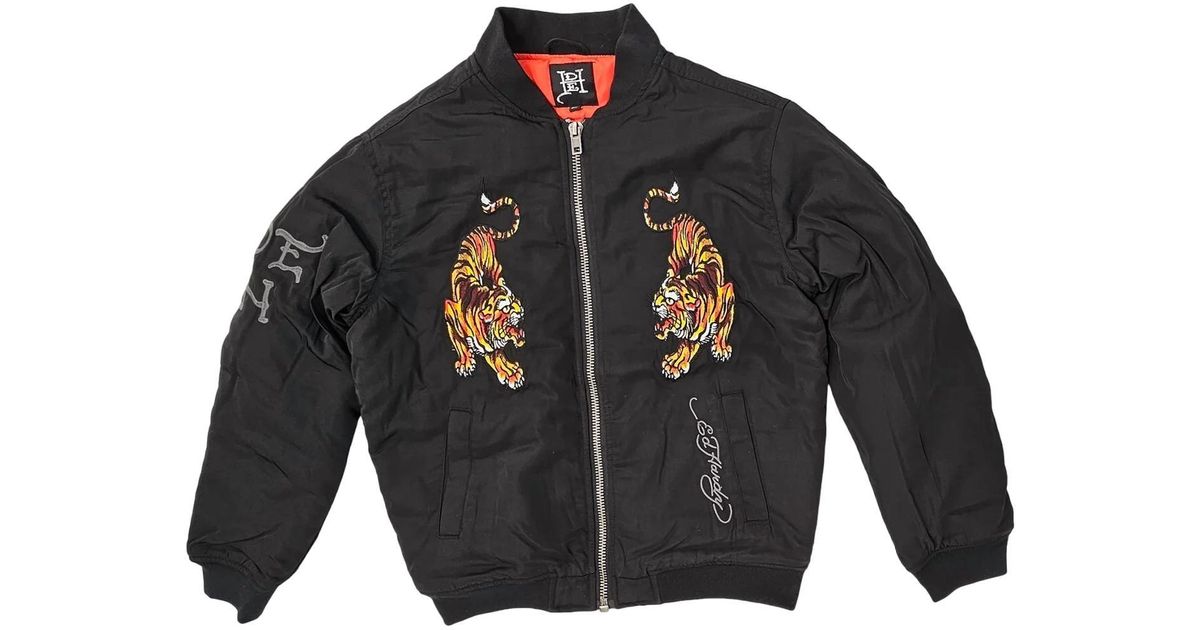 Ed Hardy Tigers Bomber Jacket in Blue | Lyst