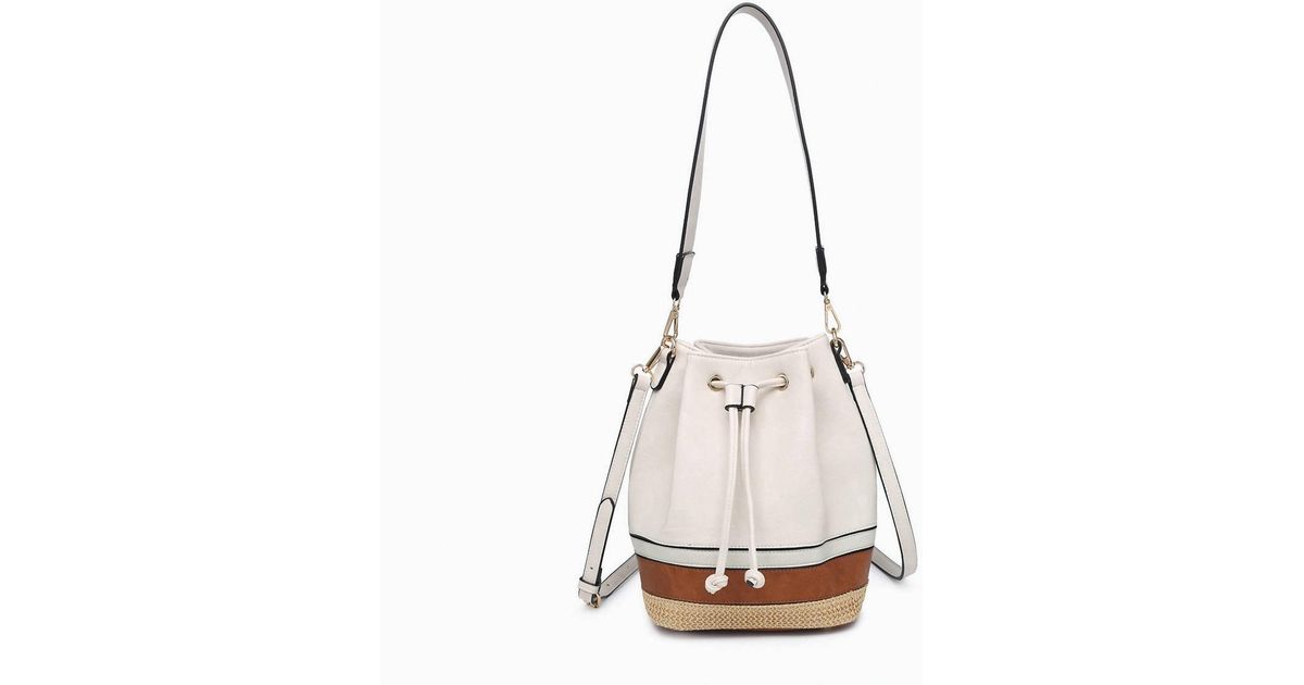 Jen & Co. Darcy Vegan Tri-Color Bucket Bag in White | Lyst