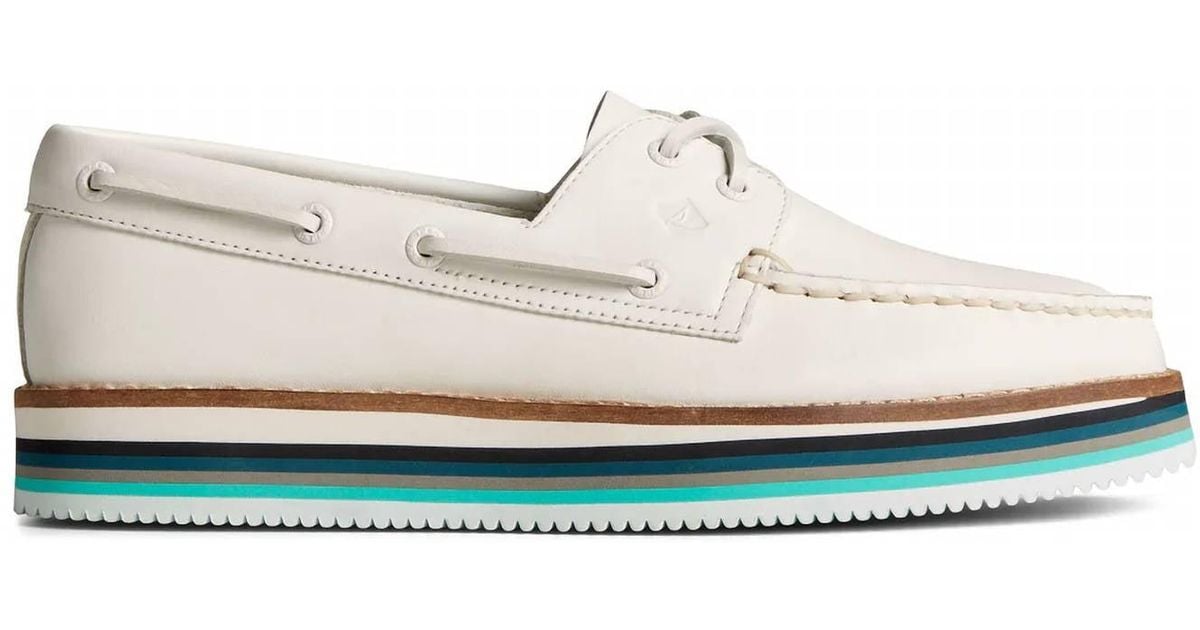 Sperry Top-Sider Authentic Original Stacked Boat Shoe in White | Lyst