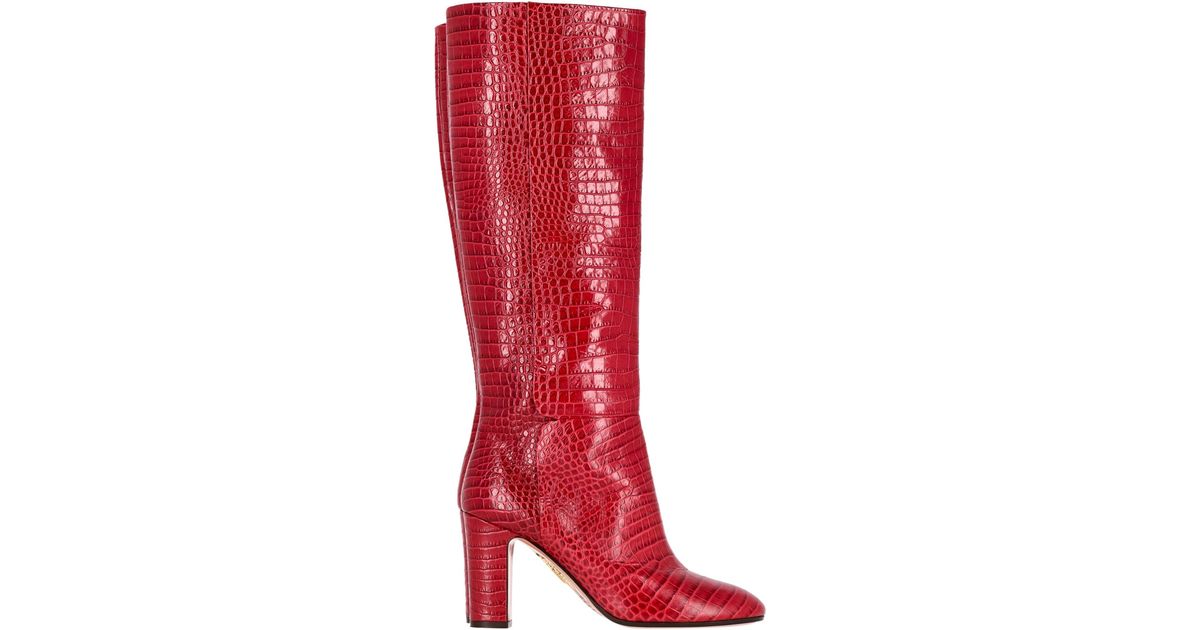 Aquazzura High-Heel Knee Boots in Red | Lyst