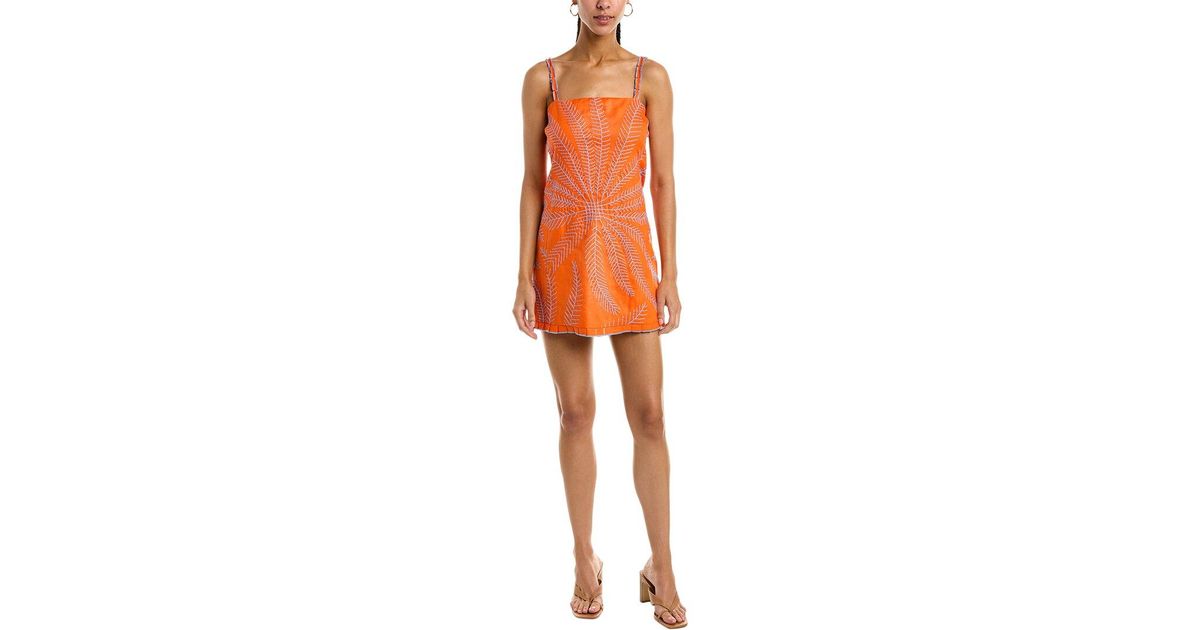 Alexis Rosen Linen Mini Dress In Orange Lyst