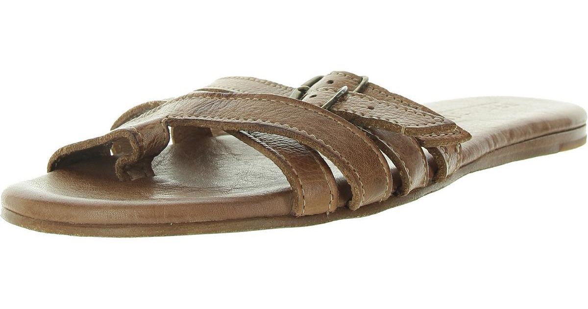 Bed Stu Toe Loop Leather Slide Sandals in Brown | Lyst