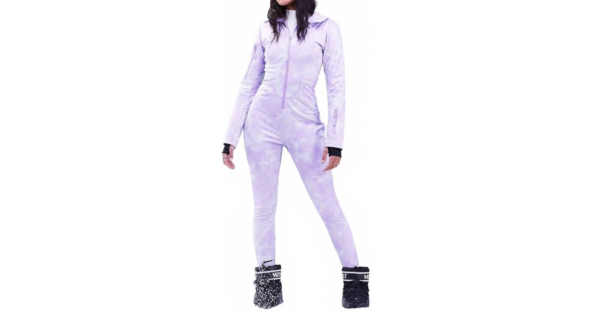 ASOS Ski And Snow Belted Ski Suit With Hood in Purple | Lyst
