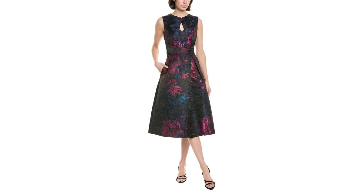 Kay Unger Beckett Midi Dress in Blue | Lyst