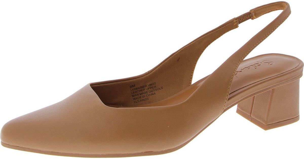 Splendid Luma Leather Alomd Toe Slingback Heels in Brown | Lyst