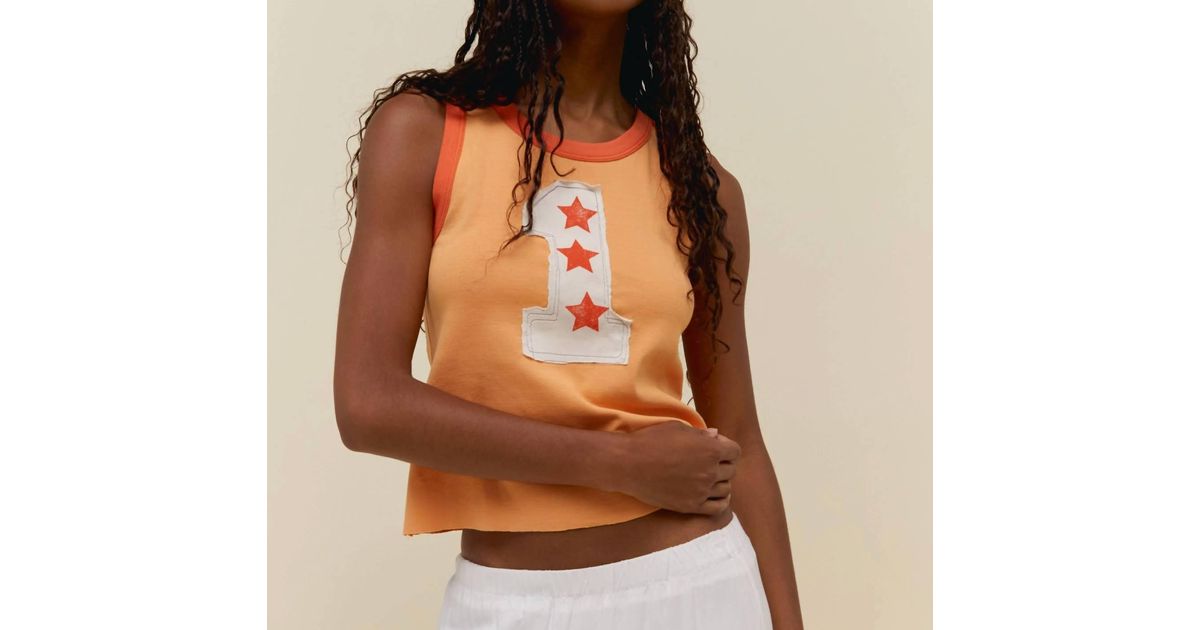 Daydreamer One With Three Stars Racer Tank in Brown | Lyst