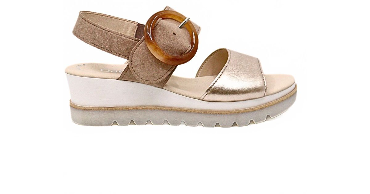 Gabor Sandal Wedge Champagne in Brown | Lyst