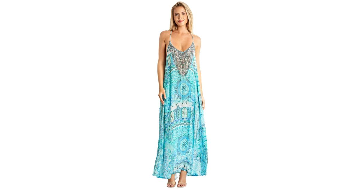 La Moda Clothing Vida T-Back Maxi Dress in Blue | Lyst