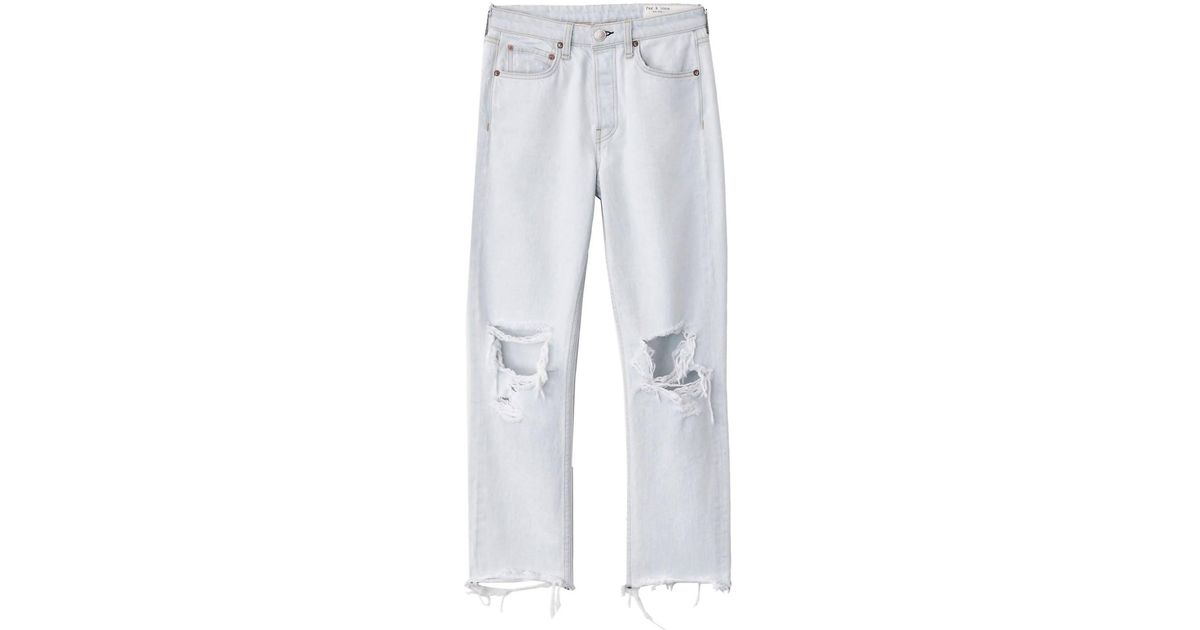 Rag & Bone Maya High Rise Slim Ditch Plain Ripped Jeans in Blue | Lyst
