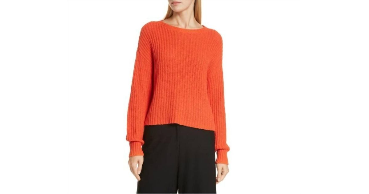 Eileen Fisher Organic Cotton Rib Knit Oversized Shaker Sweater in Red ...