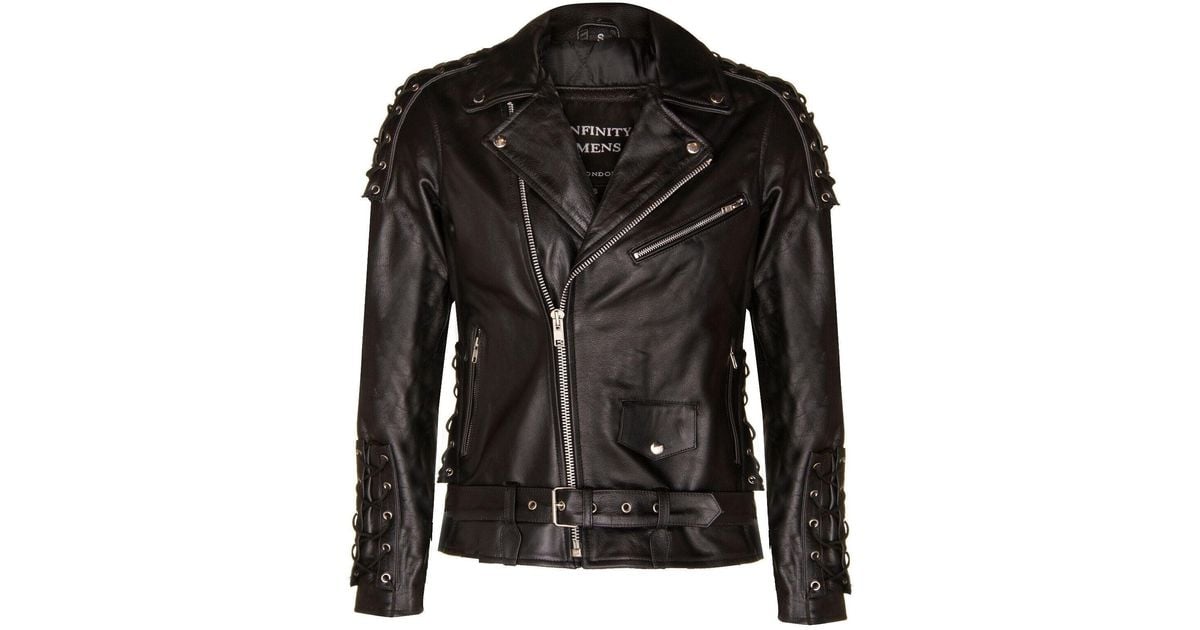 Infinity Leather Embossed Brando Leather Biker Jacket-Chicago in Black ...