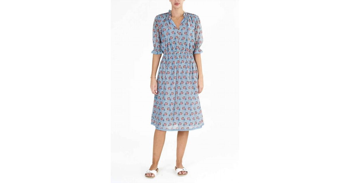 M.A.B.E Ara Print Midi Dress in Blue | Lyst