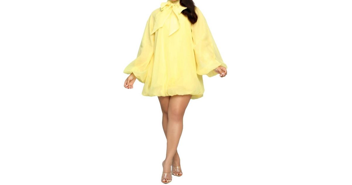 Reveuse Empire Dress in Yellow | Lyst