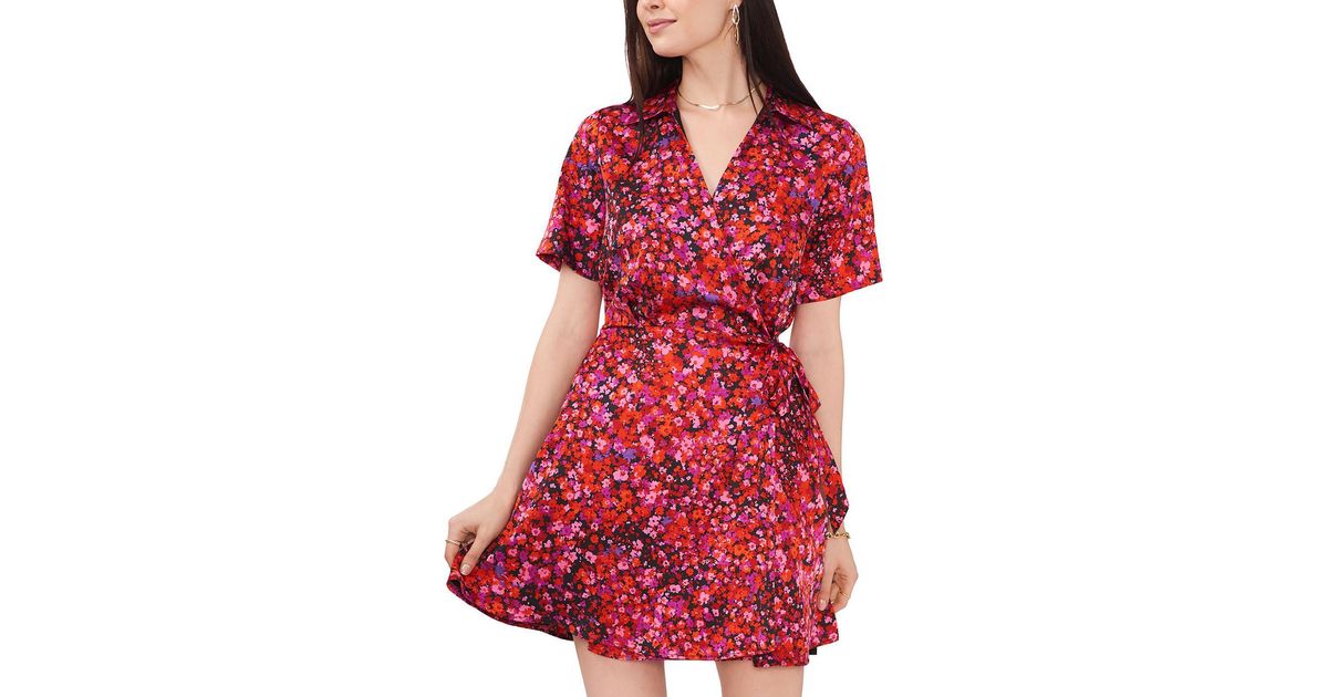 Vince Camuto Collared Mini Wrap Dress Lyst