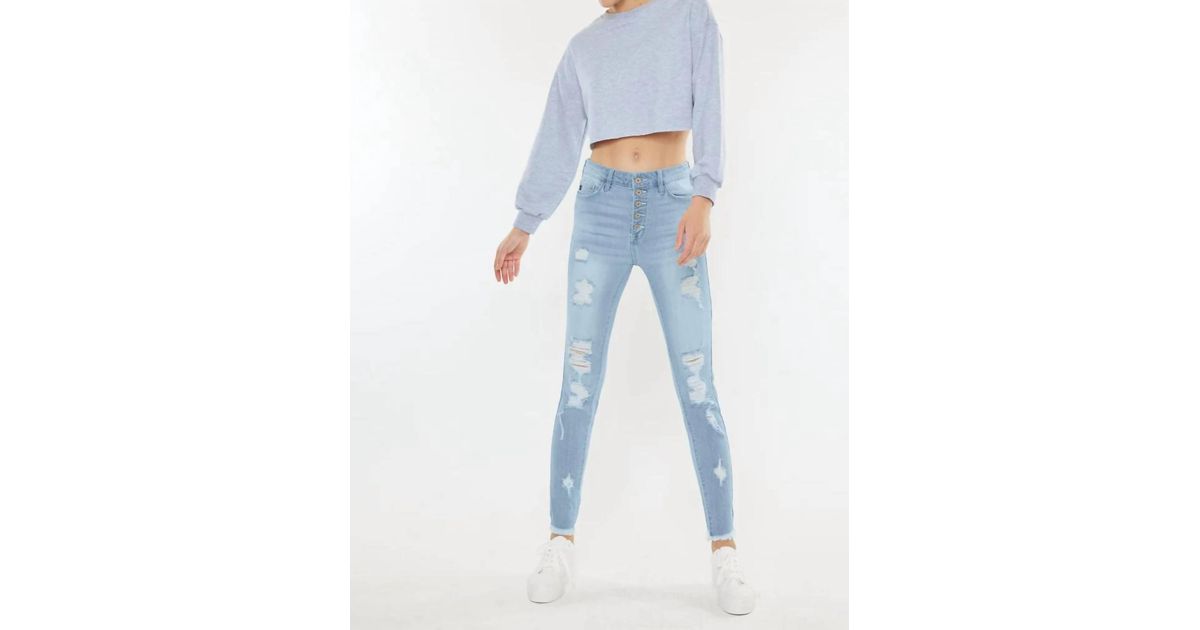 Kancan Lola High Rise Super Skinny Jeans in Blue | Lyst