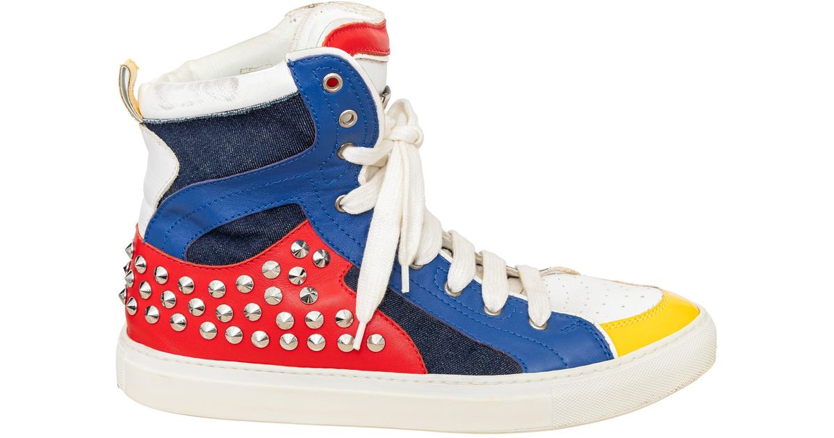 DSquared² Studded High Top Sneakers in Blue for Men | Lyst