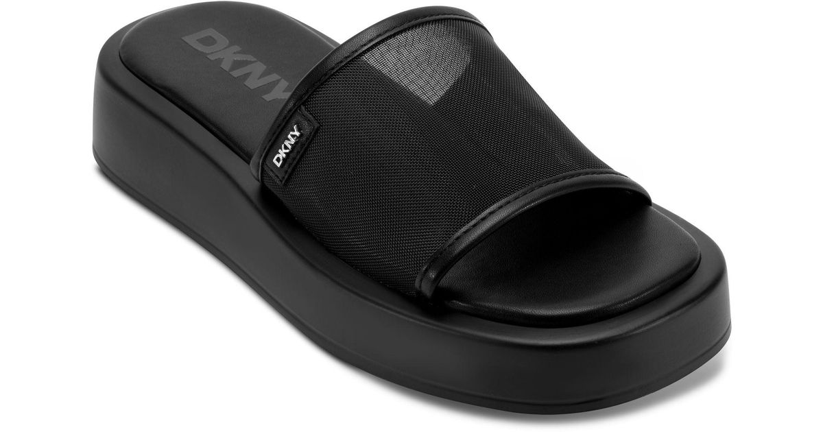 DKNY Orion Mesh Platform Slide in Black | Lyst