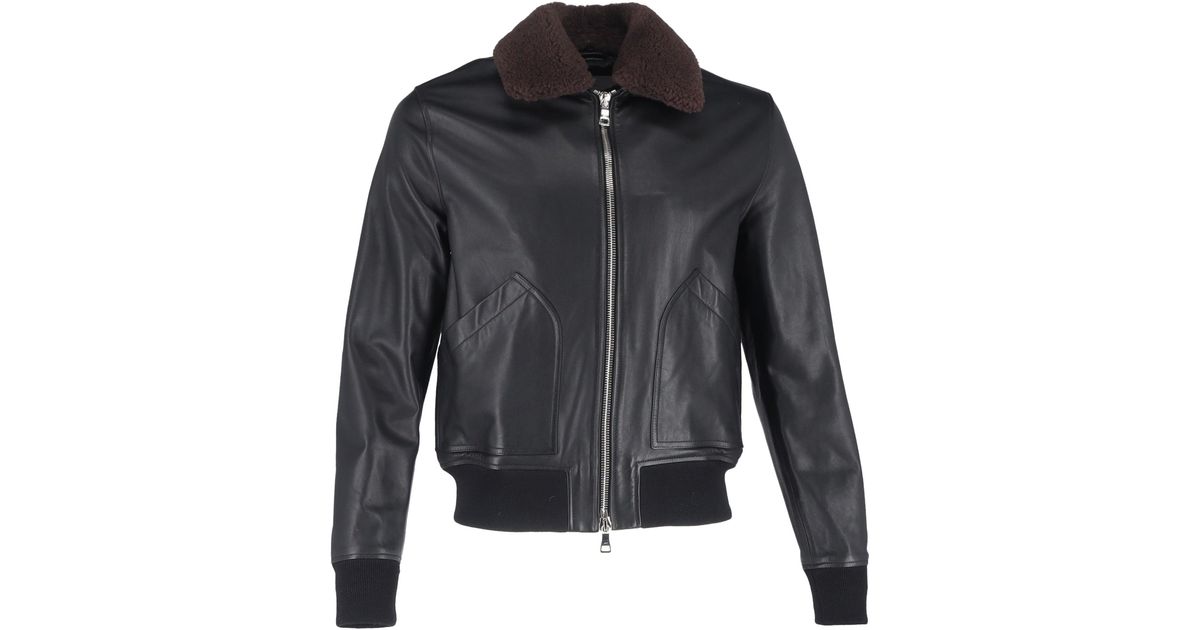 MR P. Mr. P. Shear Trim Zipped Bomber Jacket in Black for Men | Lyst