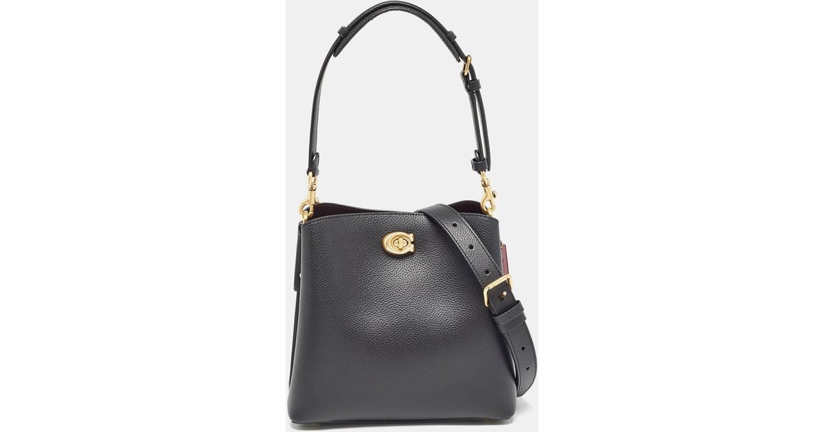COACH Leather Willow Bucket Bag in Black | Lyst
