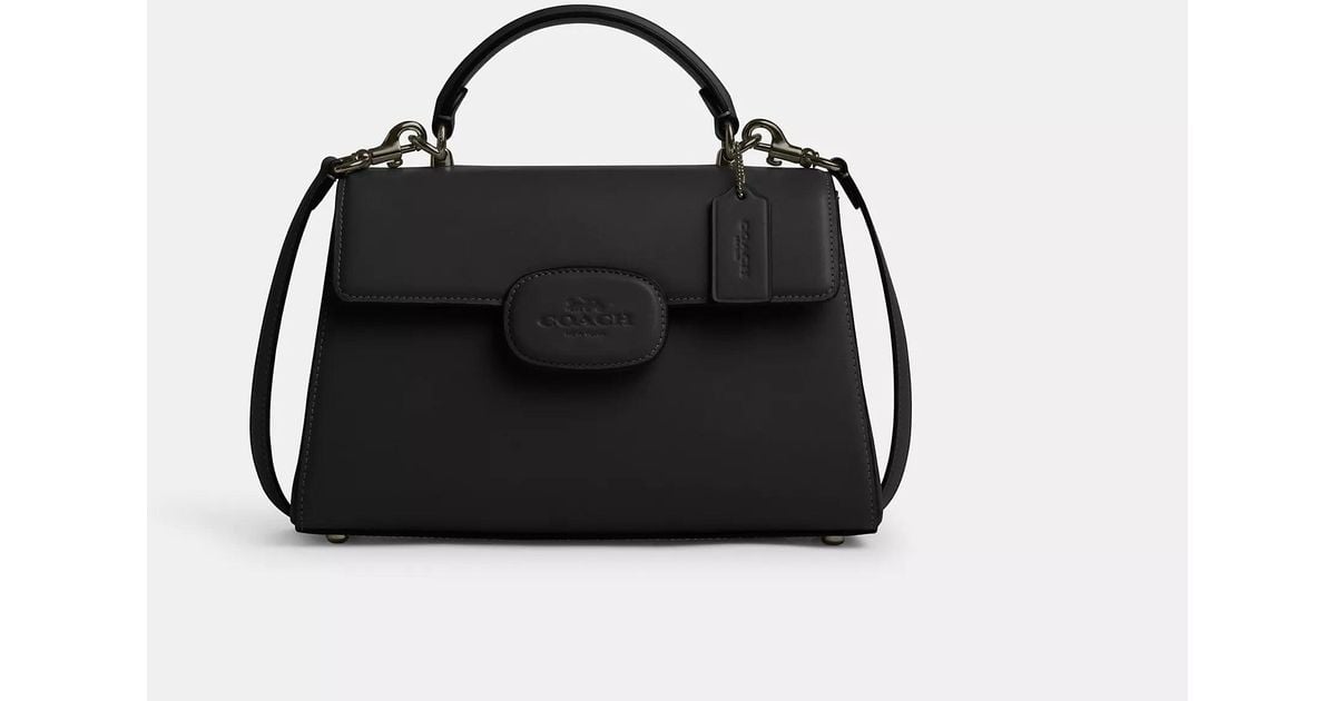 COACH Eliza Top Handle With Leather Covered Closure in Black | Lyst